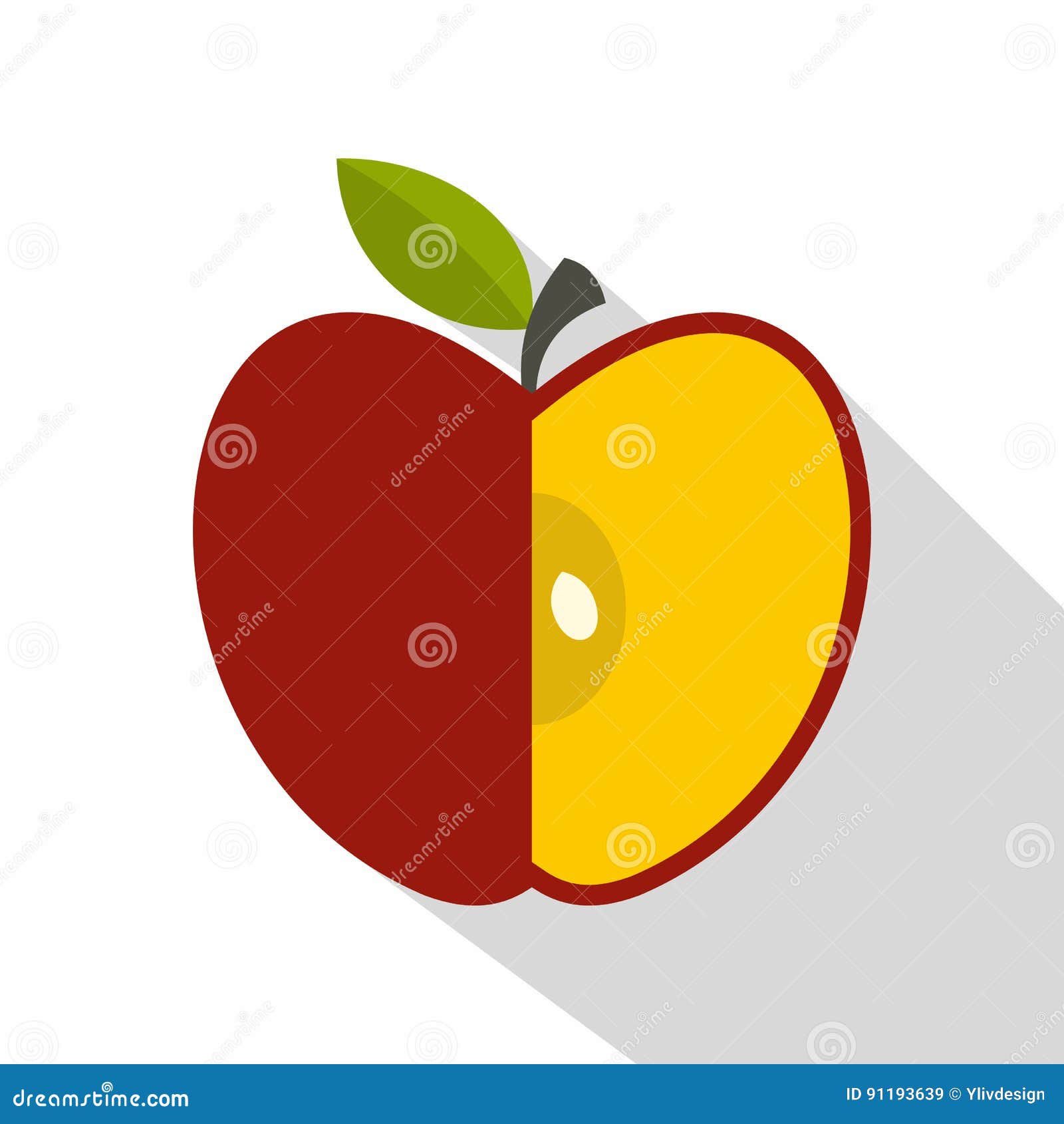 Sliced Red Apple Icon, Flat Style Stock Vector - Illustration of ...