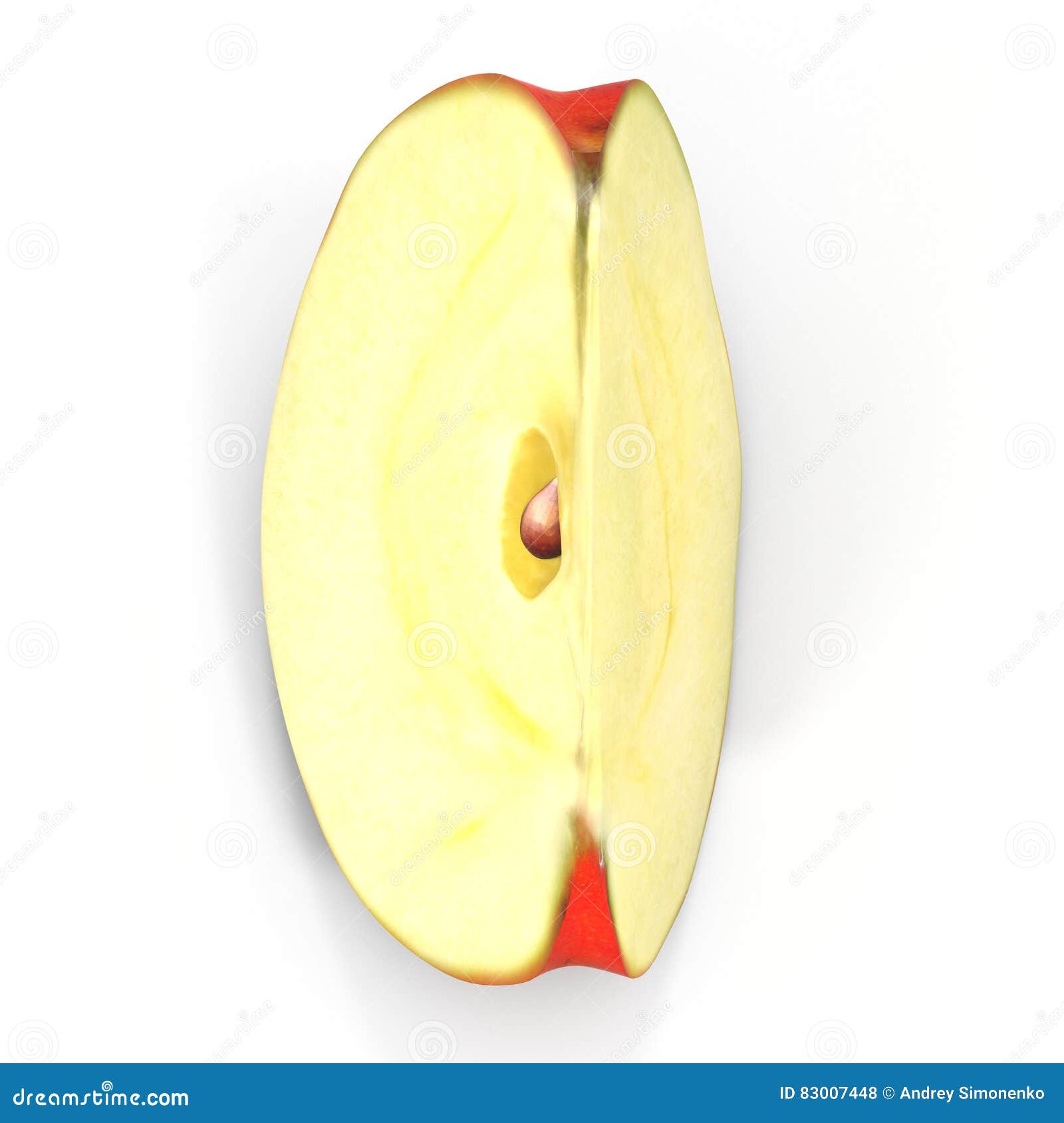 Sliced Red Apple Isolated on the White. Top View. 3D Illustration Stock ...