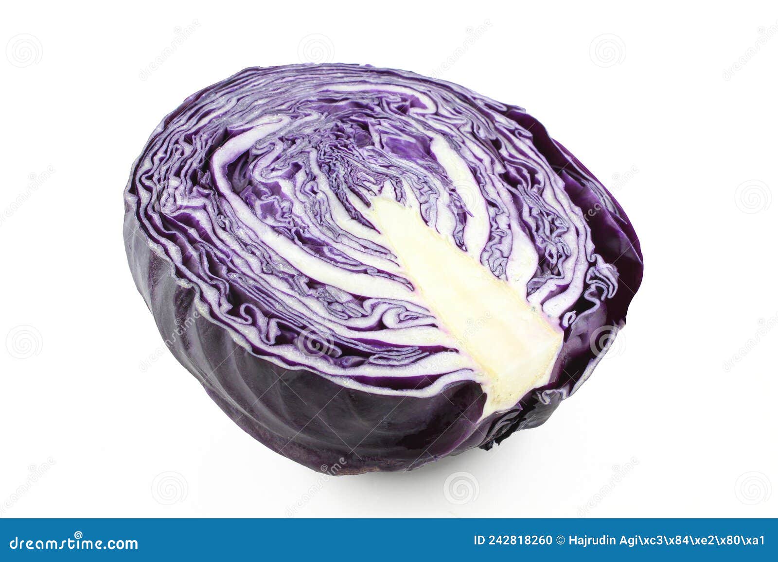 Sliced Red Cabbage Isolated on White Background. Half of the Vegetable ...