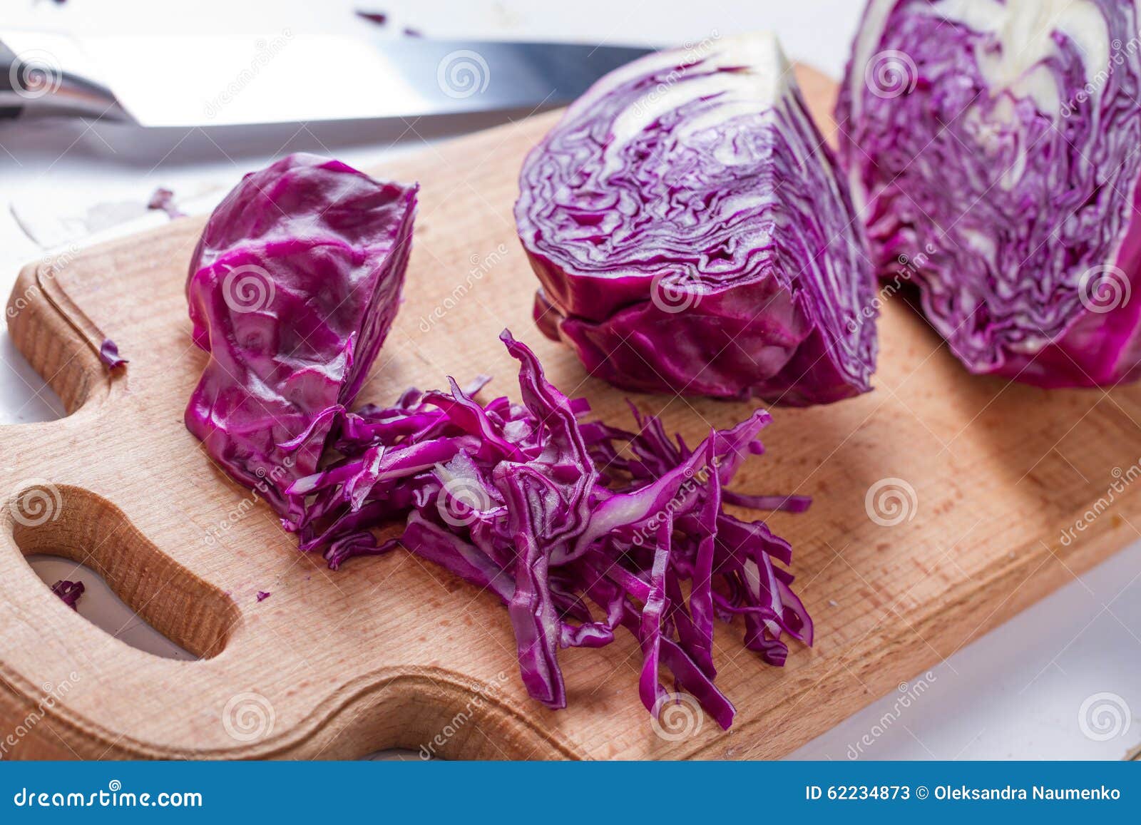 Sliced Red Cabbage on Wood Board Stock Image - Image of colorful ...