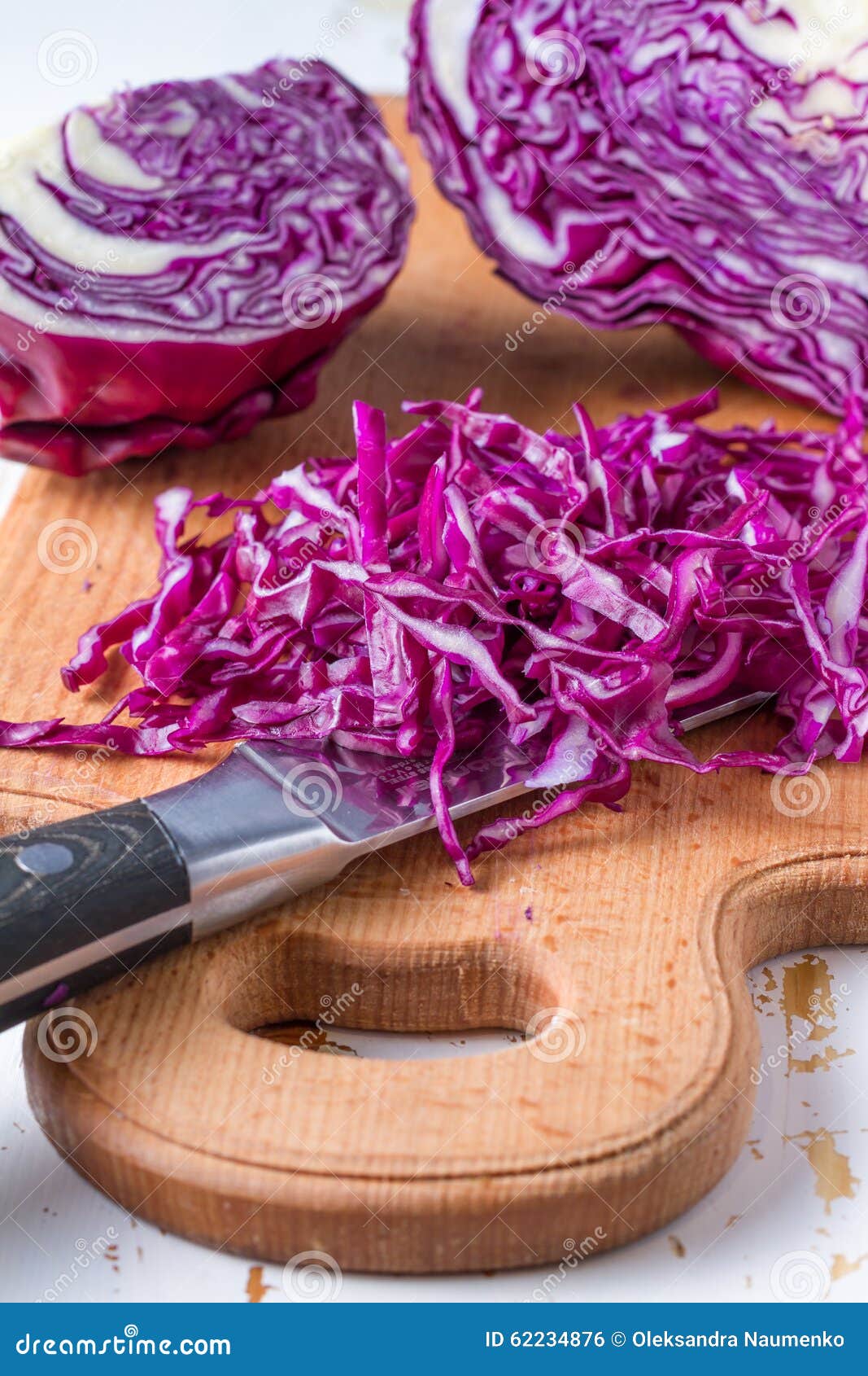 Sliced Red Cabbage on Wood Board Stock Photo - Image of summer ...