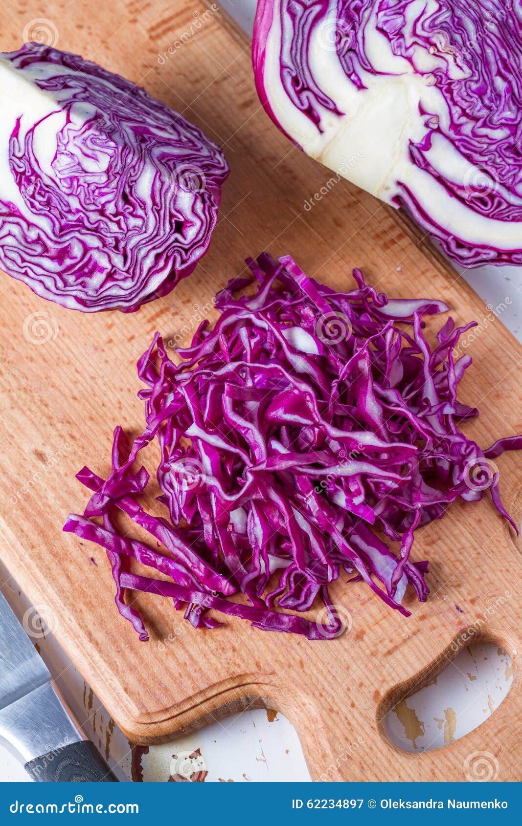 Sliced Red Cabbage on Wood Board Stock Image - Image of plant ...