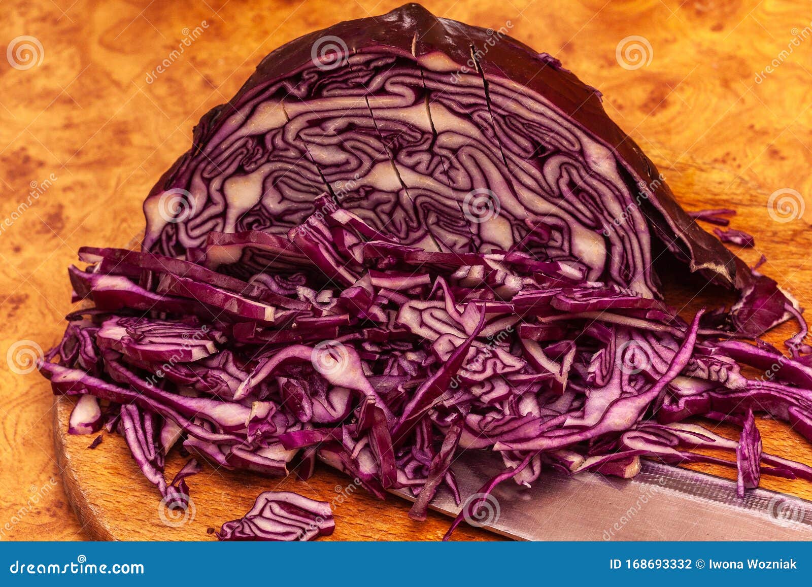 Sliced Red Cabbage on a Wooden Board. Ingredients for Salad Stock Photo ... Sliced Red Cabbage on a Wooden Board. Ingredients for Salad Stock Photo ...