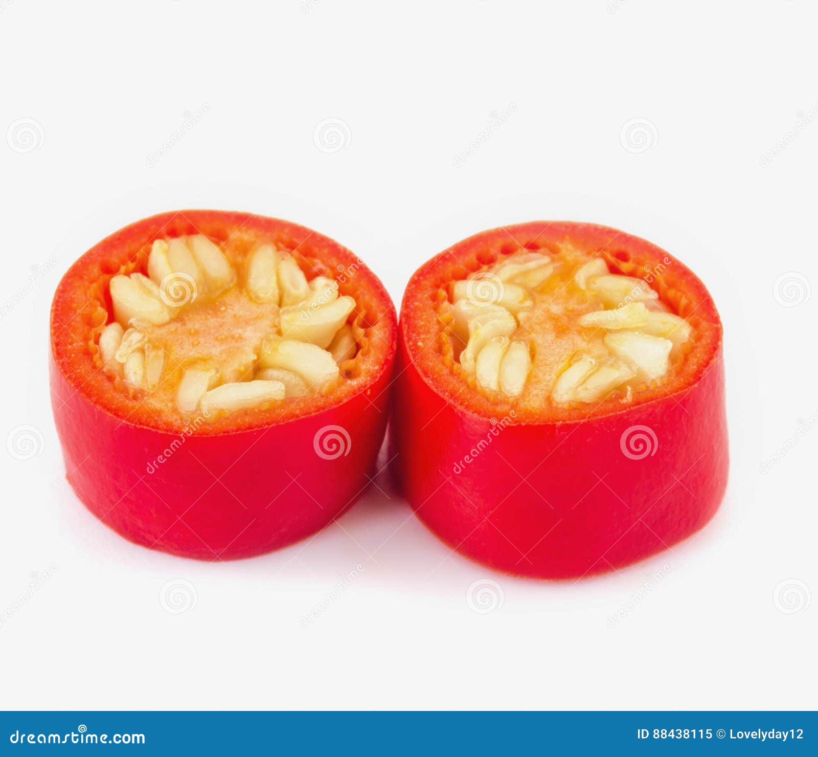 Sliced Red Chili or Chilli Cayenne Pepper Isolated Stock Image - Image ...