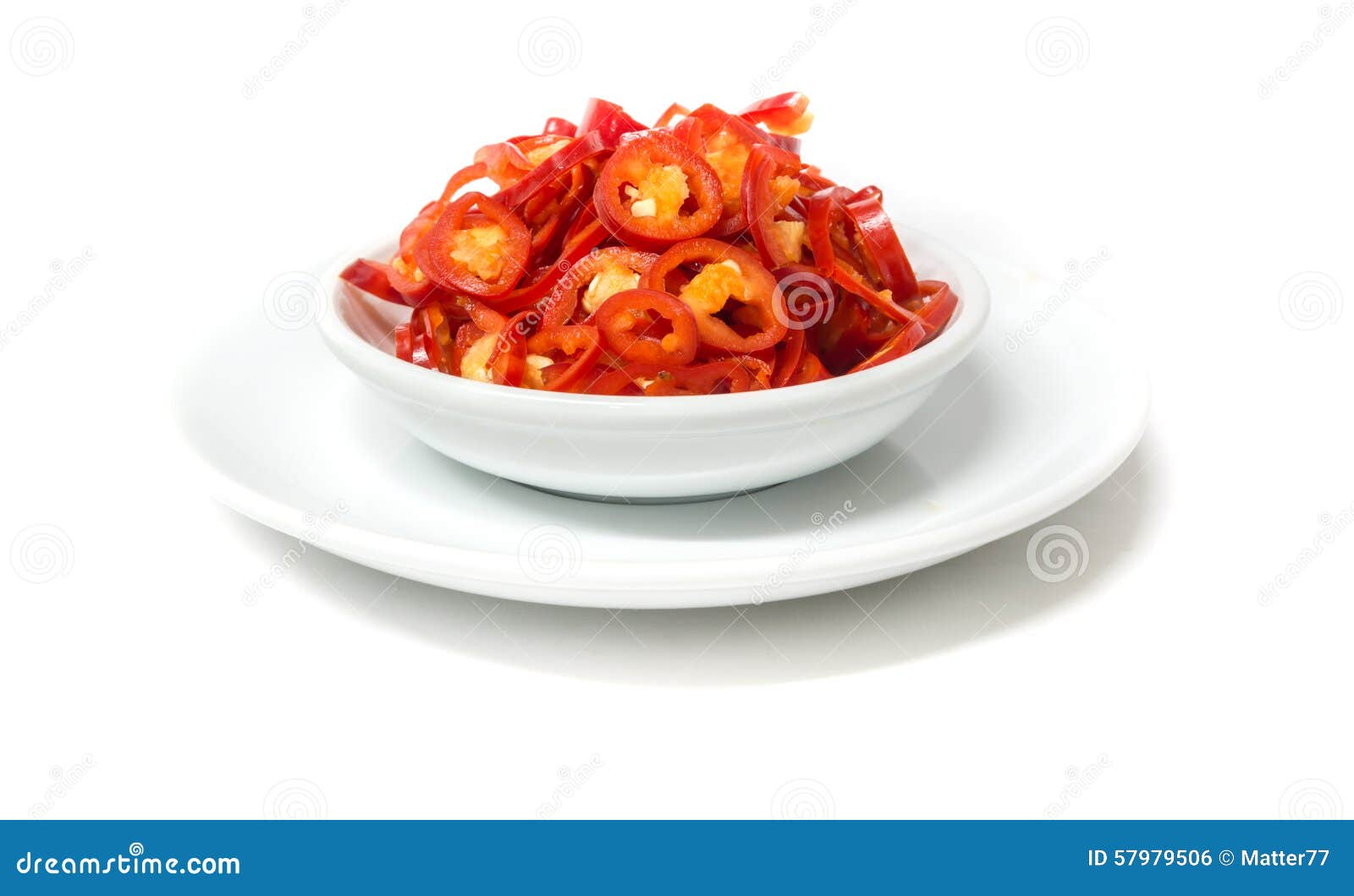 Sliced Red Chili on White Background Stock Photo - Image of ceramic ...