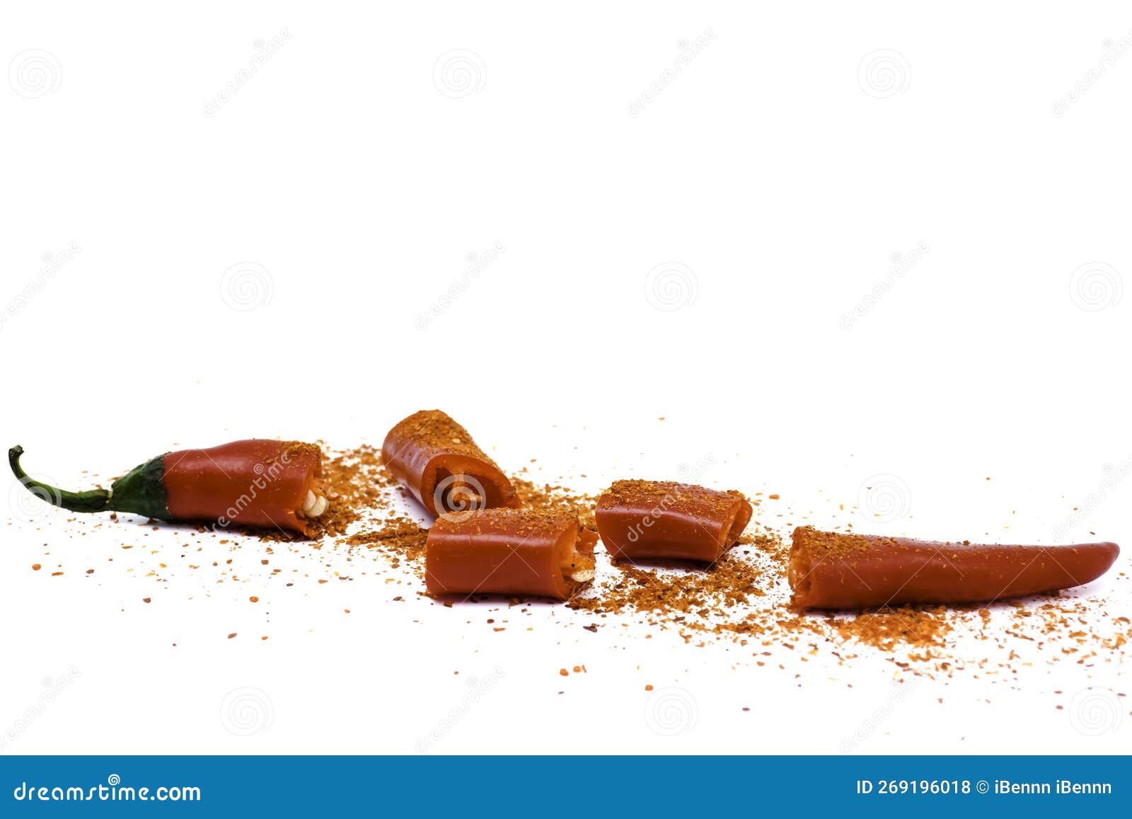 Sliced Red Chilli or Chilli Cayenne Pepper Decorated with Chilli Powder ...