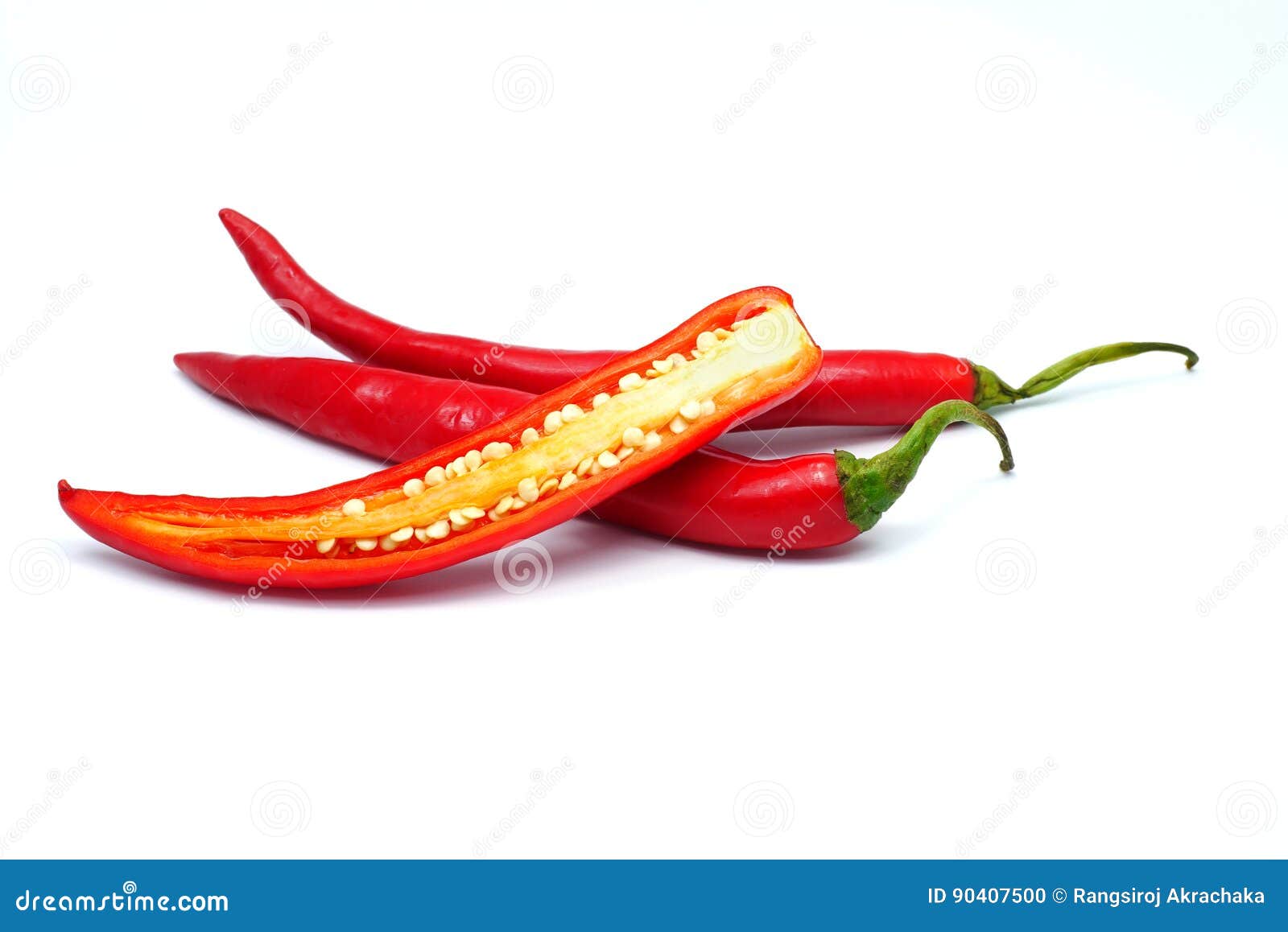 Sliced Red Chilli Pepper Isolated Stock Photo - Image of white, thai ...