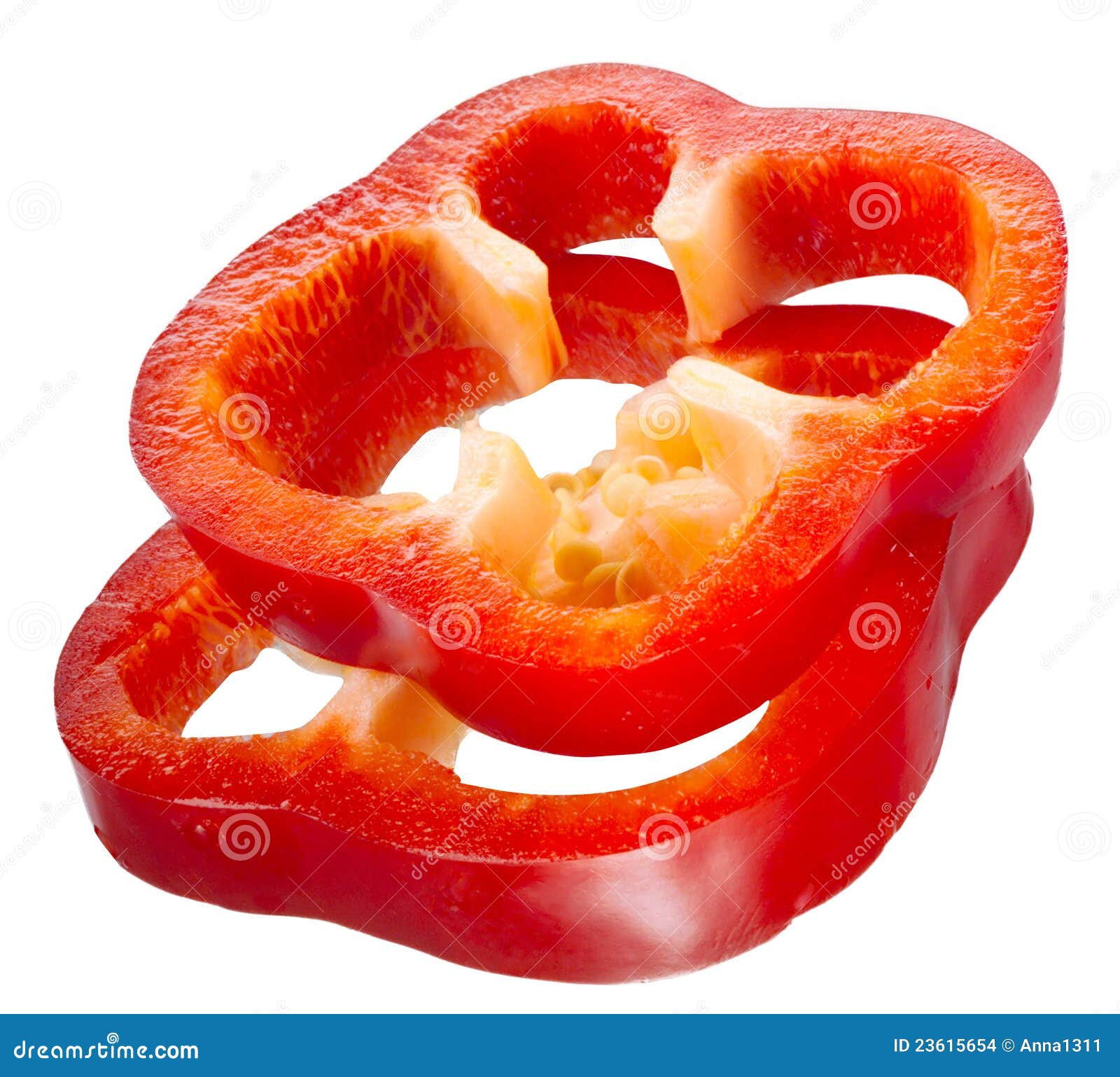 Sliced Red Paprika Isolated on White Stock Photo - Image of green, feed ...