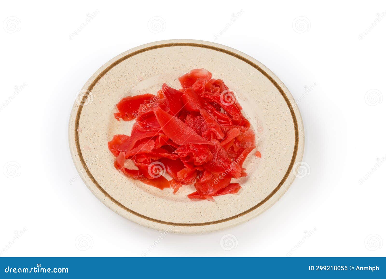 Sliced Red Pickled Ginger on Saucer on a White Background Stock Image ...