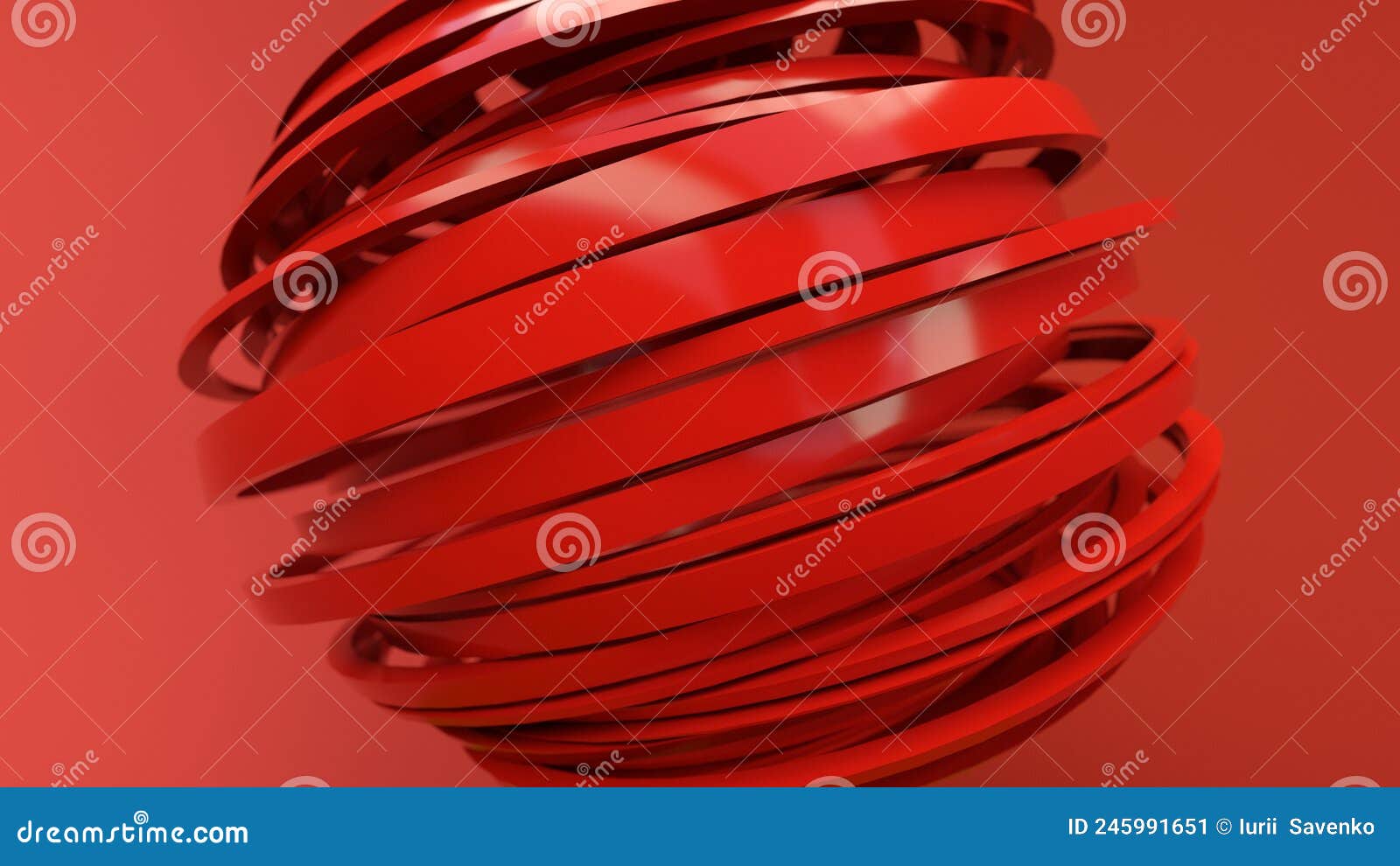 Sliced Red Sphere on a Red Background. Chaotic Sphere Rings of Sliced ...