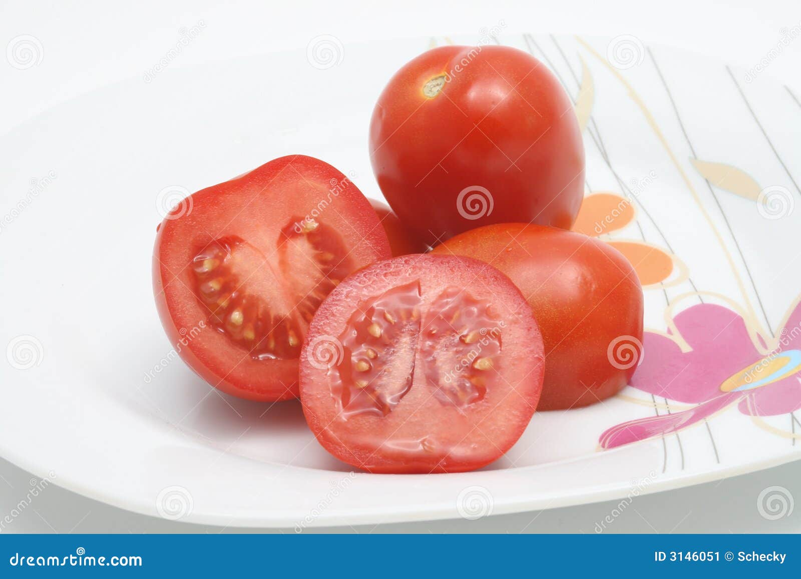 Sliced Red Tomatoes on a Plate Stock Image - Image of sliced, food: 3146051