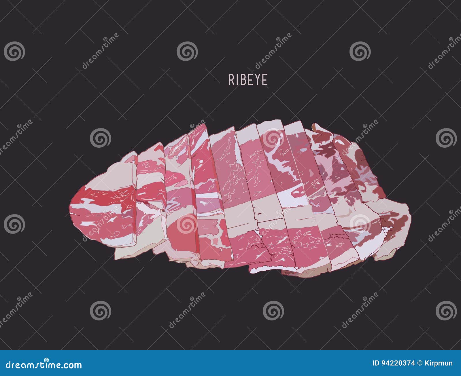 Vector Ribeye Steak. Barbecue Hot Steak Isolated On White And Black ...