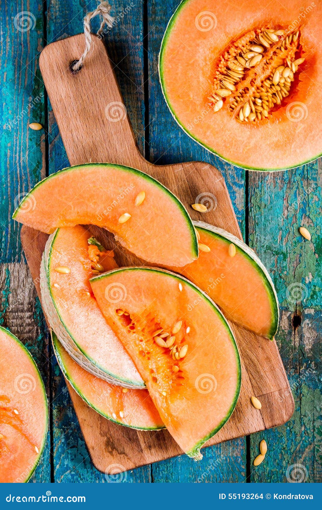 Sliced Ripe Melon on a Cutting Board Stock Photo - Image of beauty ...