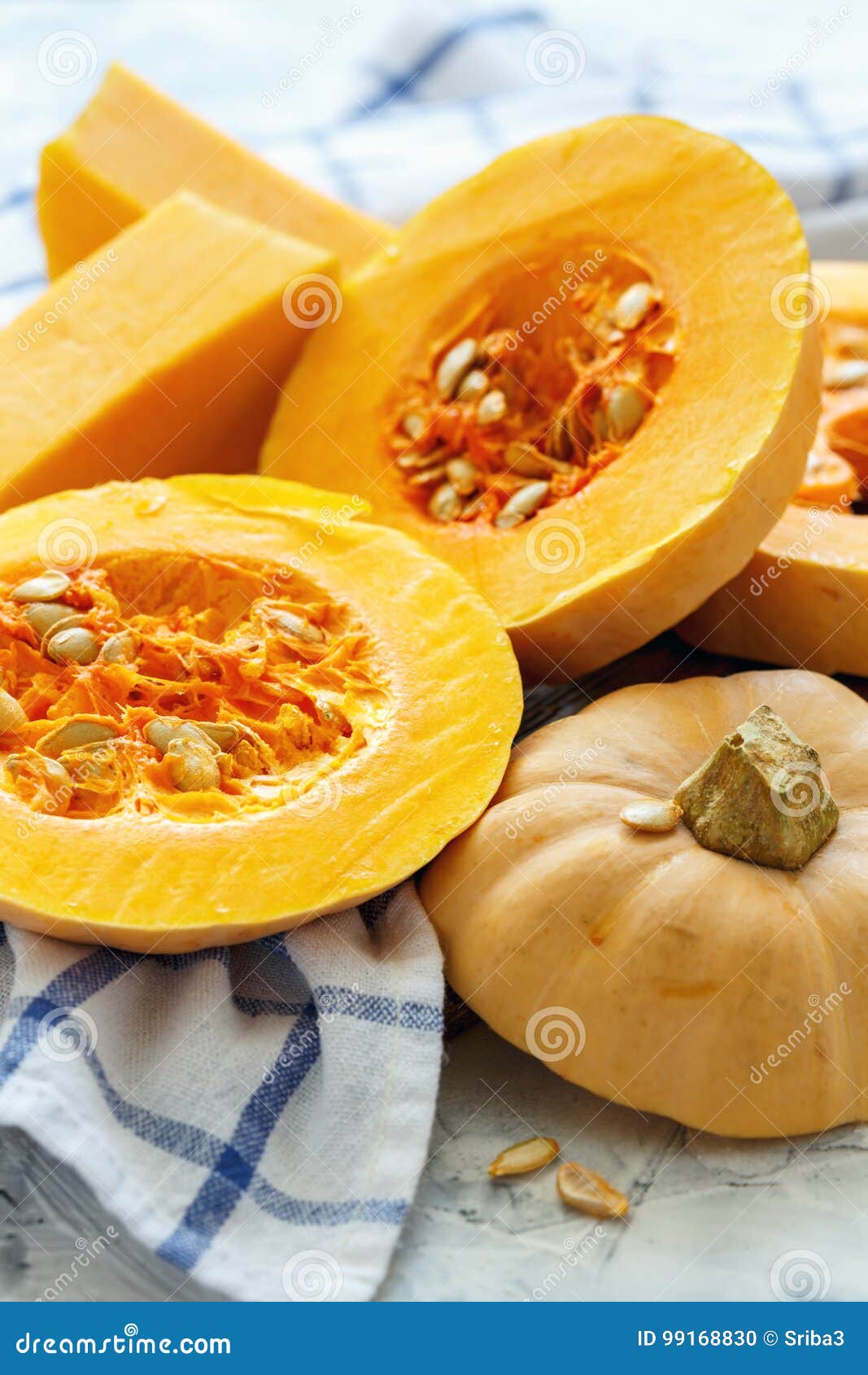 Sliced Ripe Pumpkin Close-up. Stock Photo - Image of seeds, white: 99168830