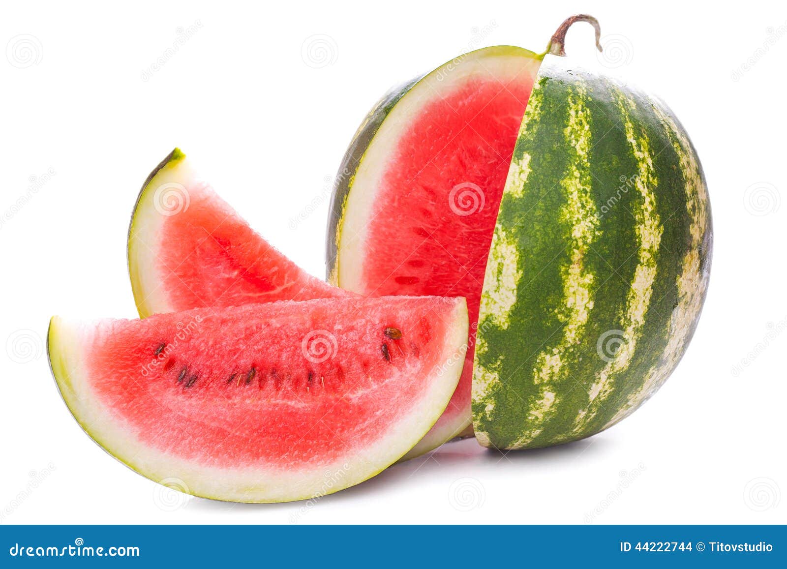 Sliced Ripe Watermelon Isolated on White Stock Photo - Image of juicy ...