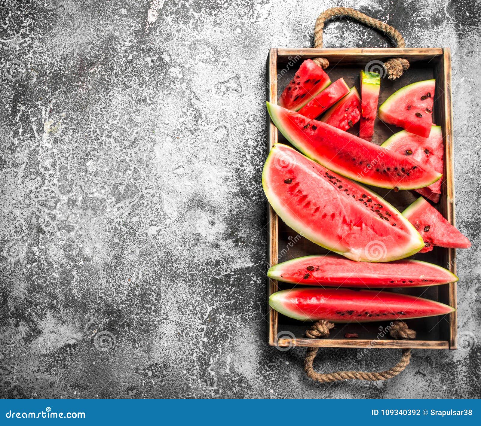 Sliced Ripe Watermelon On A Wooden Tray. Stock Photo - Image of ... Sliced Ripe Watermelon On A Wooden Tray. Stock Photo - Image of ...