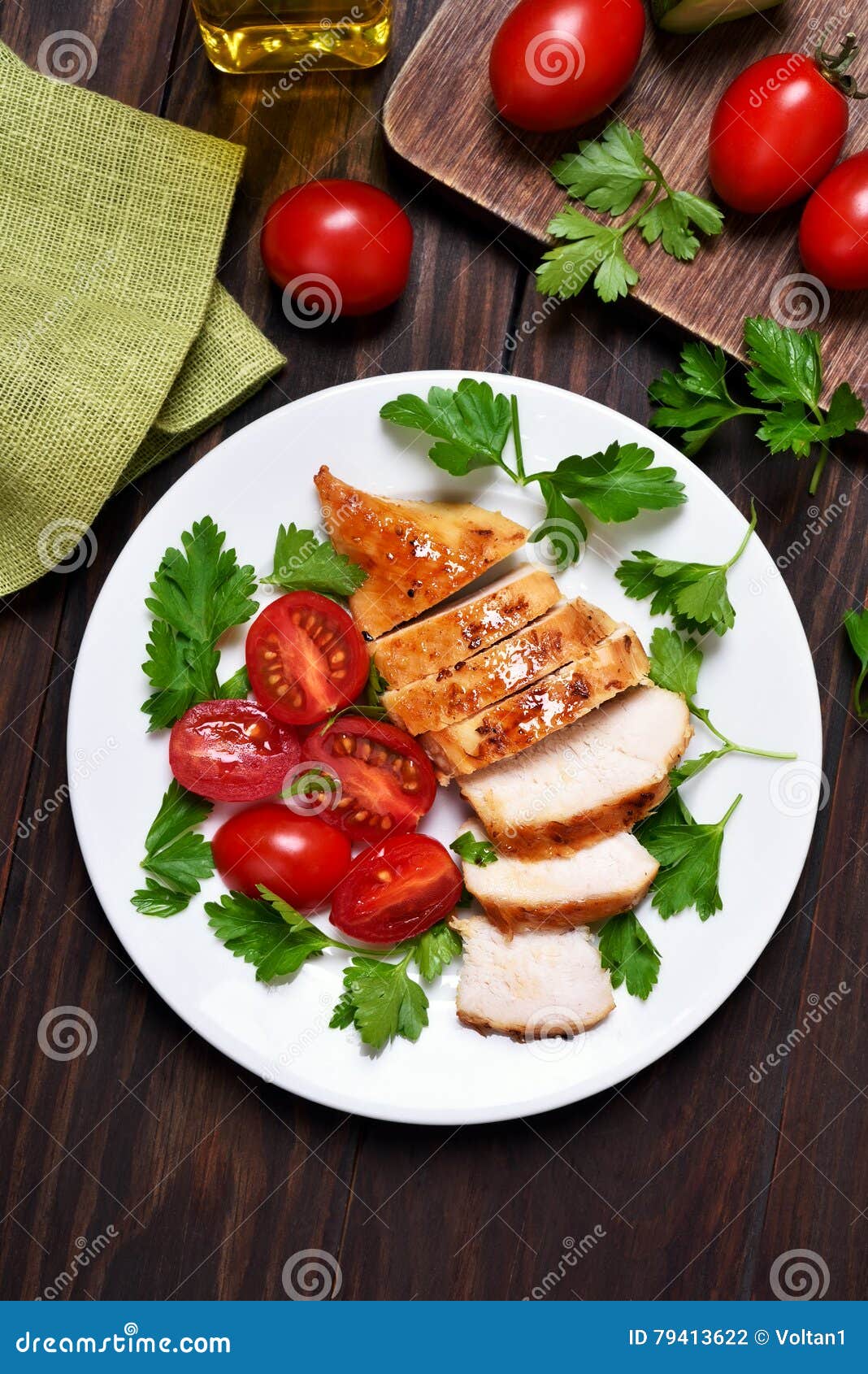 Sliced Roasted Chicken Breast Stock Photo - Image of baked, healthy ...