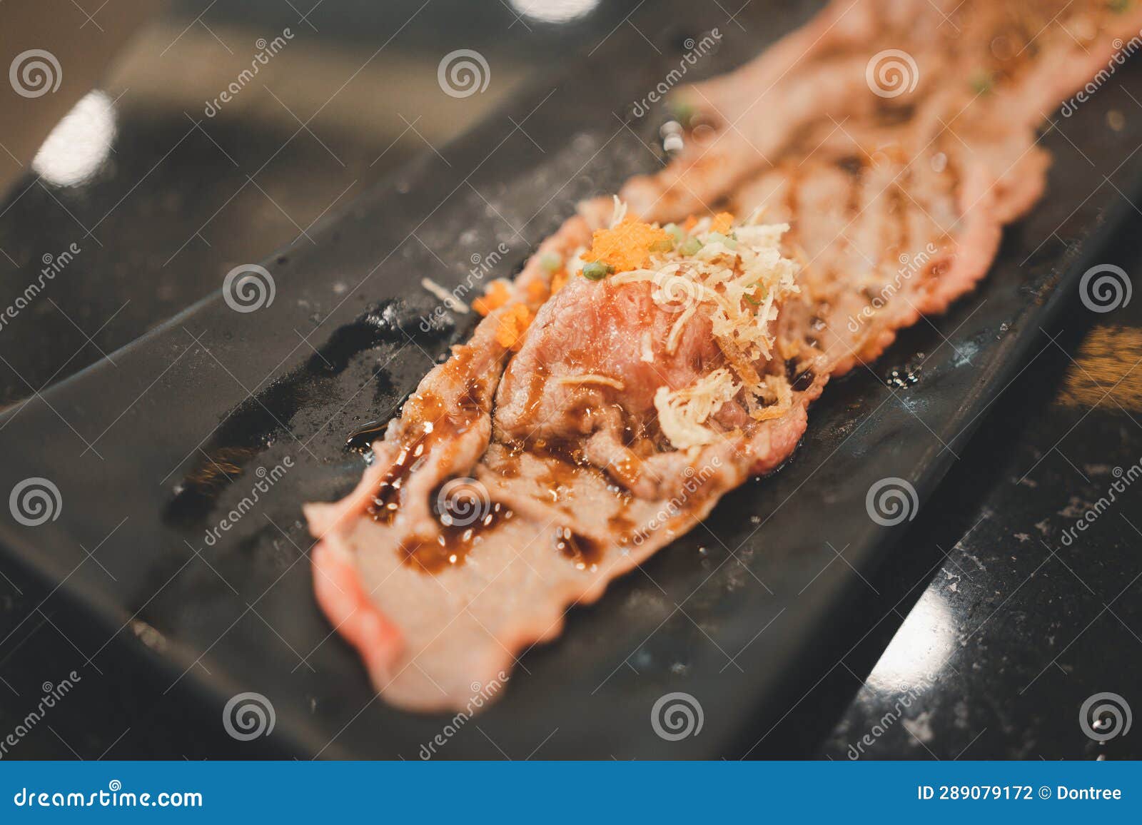 Sliced and Roasted Japanese Beef Sushi Stock Photo - Image of premium ...