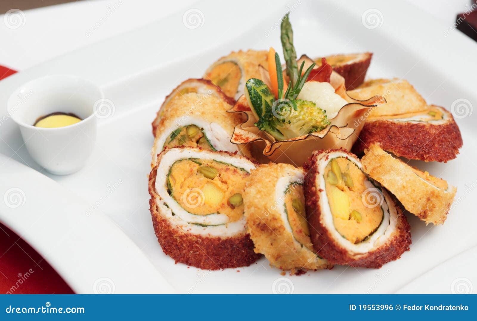 Sliced roll on plate stock photo. Image of creative, pepper - 19553996