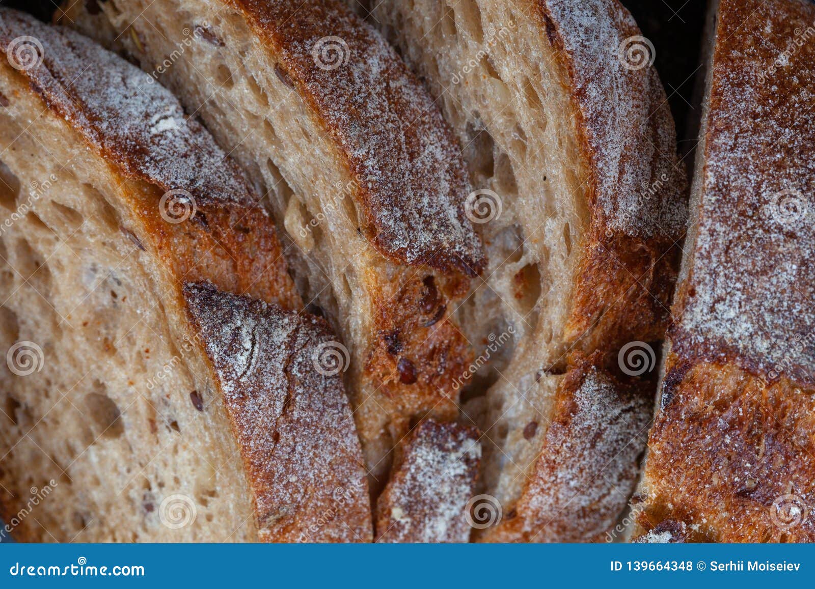 Sliced rustic bread stock photo. Image of grain, natural - 139664348