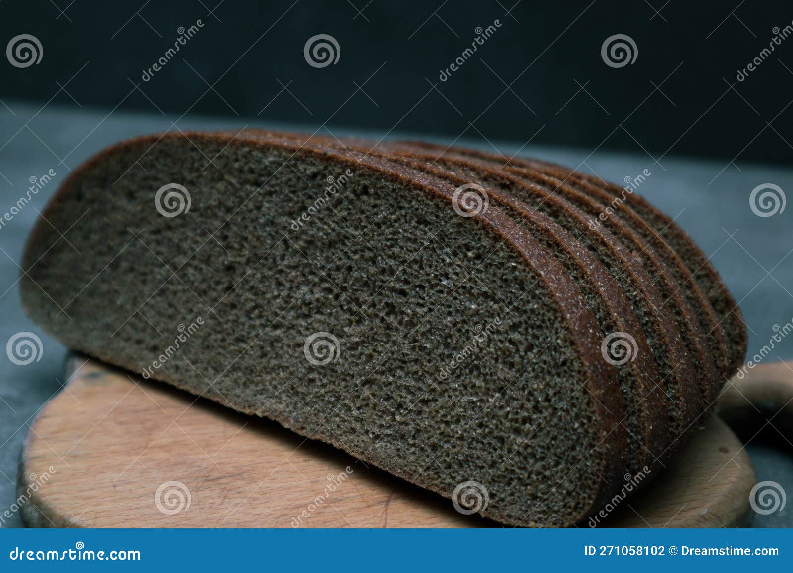 Sliced Rye Bread. Cross Section of Sliced Rye Bread on Grey Stone ...