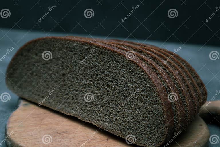 Sliced Rye Bread. Cross Section of Sliced Rye Bread on Grey Stone ...