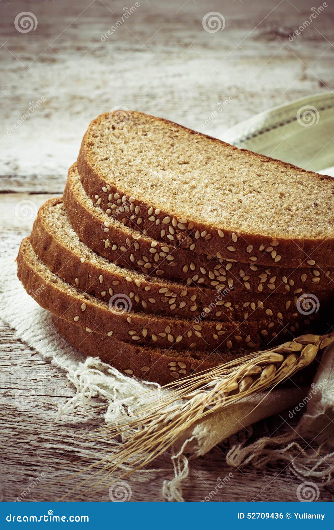 Sliced Rye Bread with Sesame Seeds Stock Photo - Image of baked, bran ...