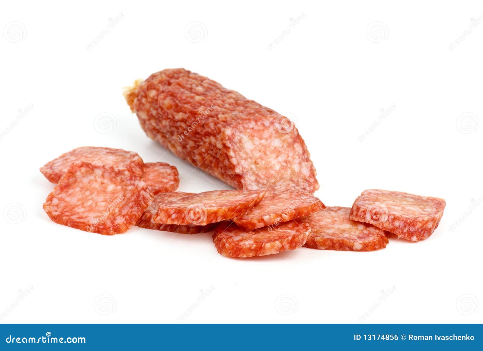 Sliced salami stock photo. Image of meat, background - 13174856