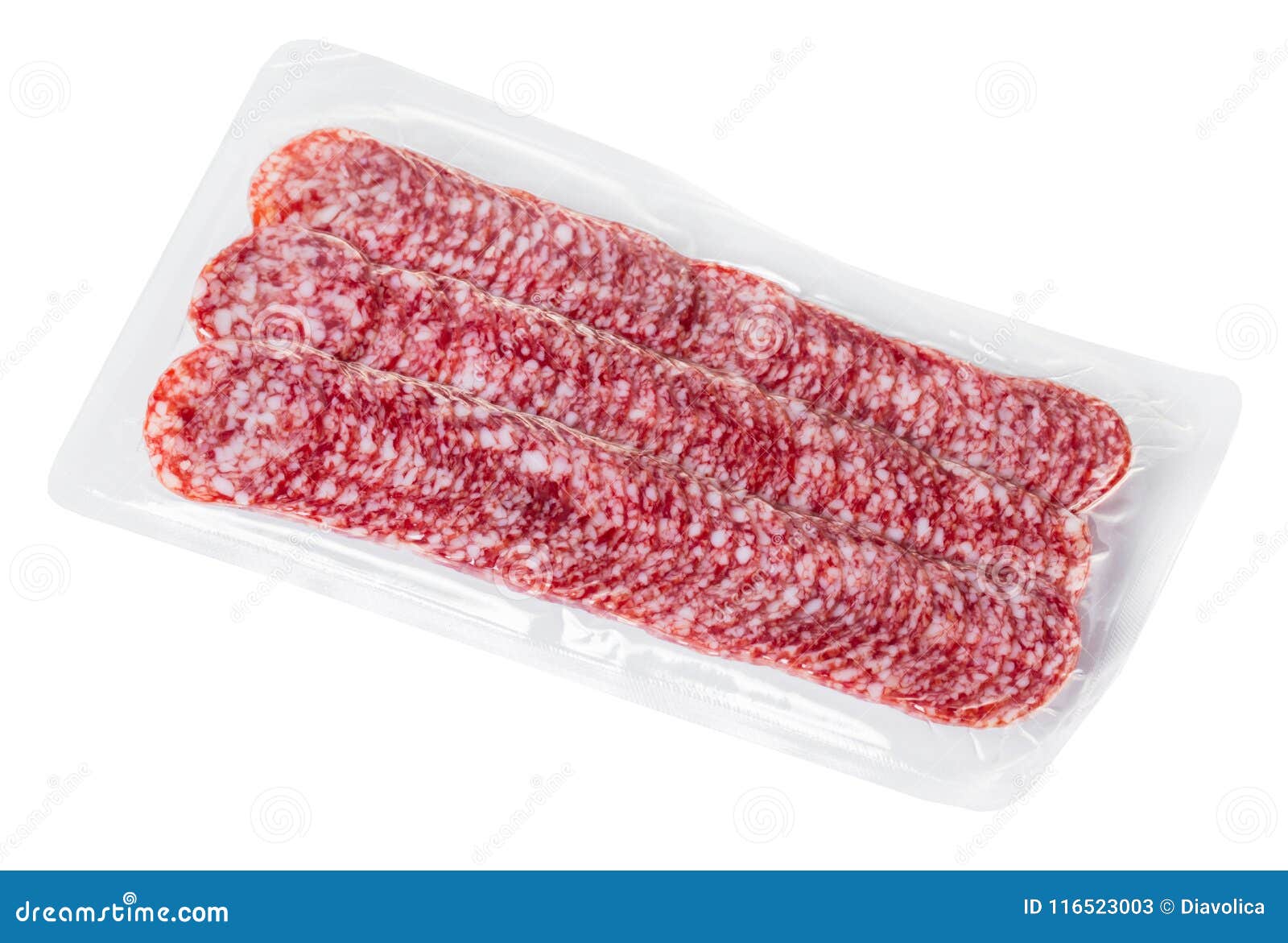 Sliced salami in a package stock image. Image of industry - 116523003