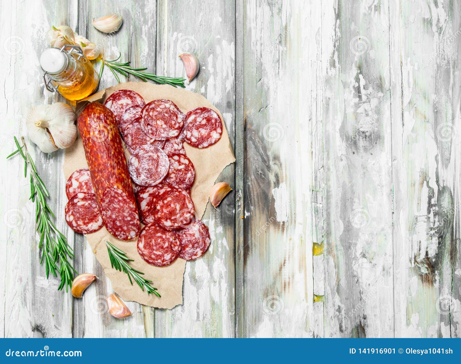 Sliced Salami on Paper with Spices Stock Image - Image of breakfast ...