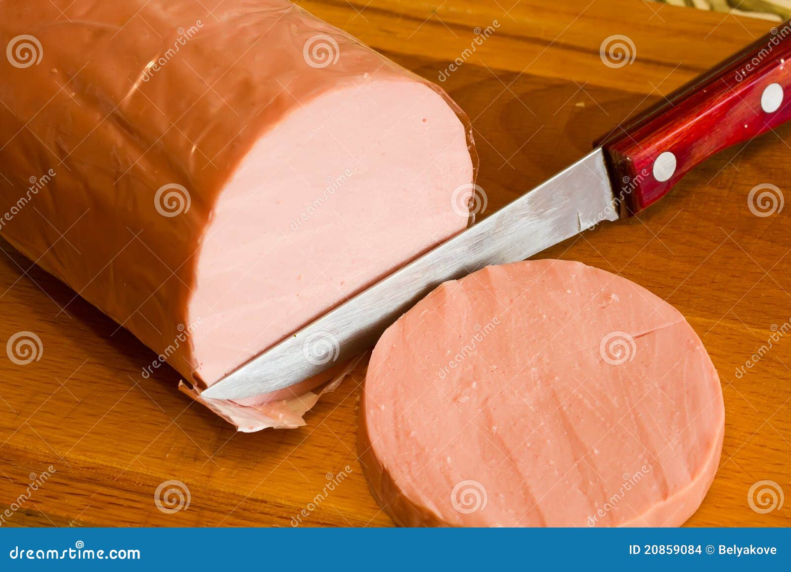 Sliced sausage stock photo. Image of background, knife - 20859084