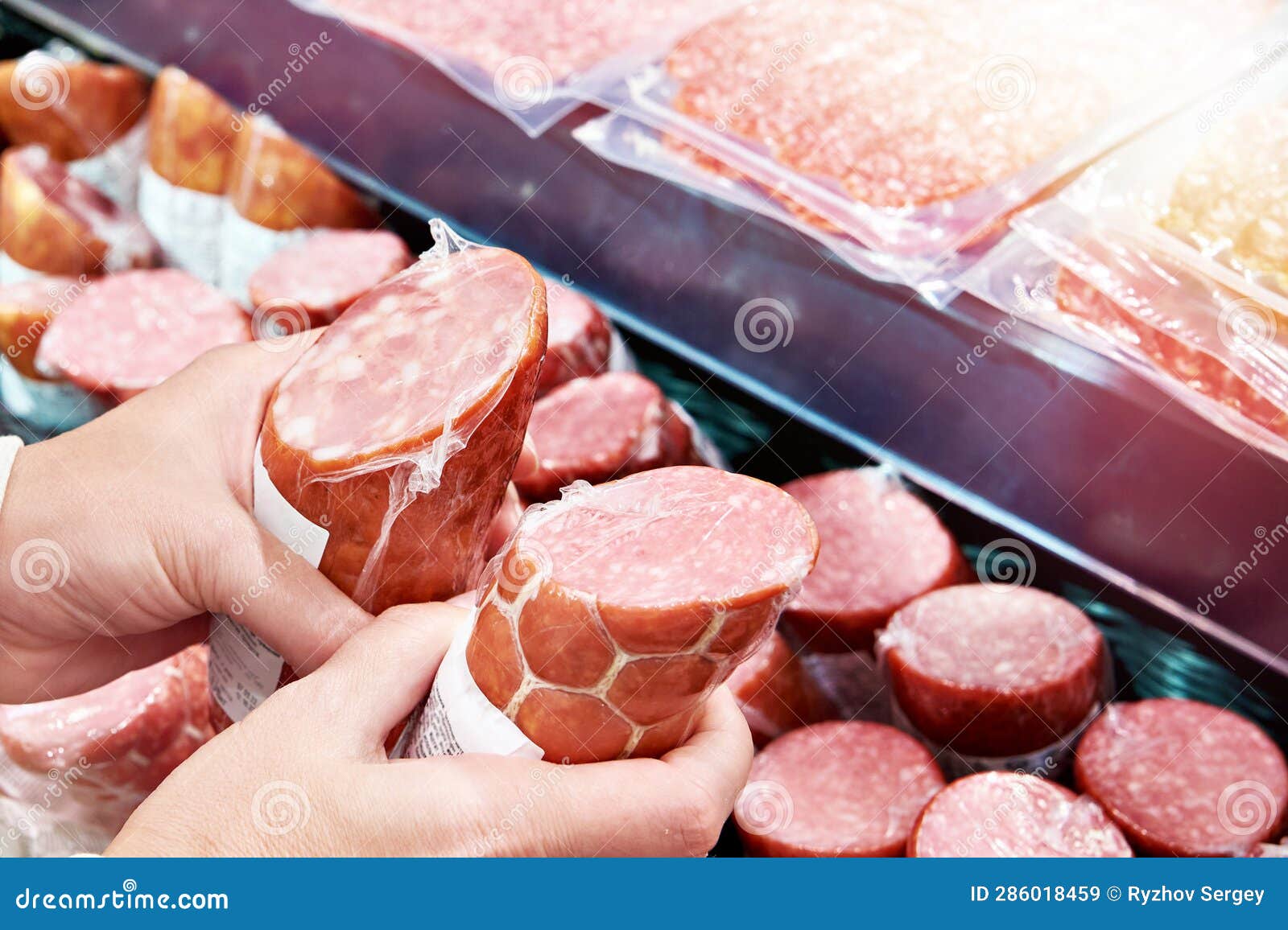 Hand with beef meat stock image. Image of store, hand - 286018459