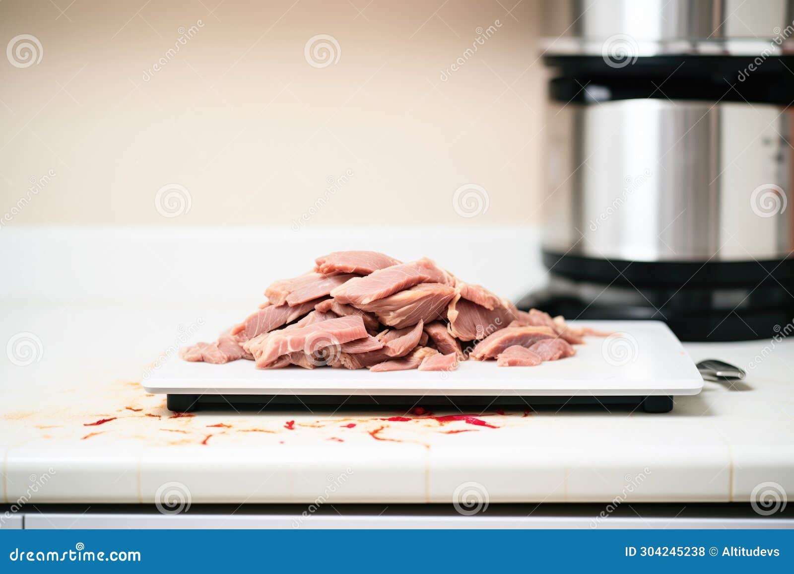 Sliced Shawarma Meat Being Weighed on a Kitchen Scale Stock Photo ...