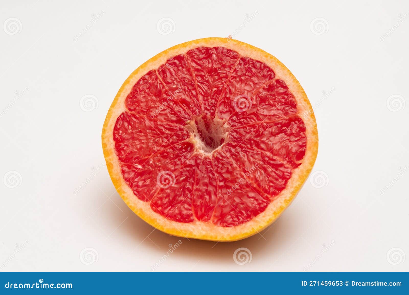 Sliced Side of a Grapefruit with Red Pulp Isolated on a White ...