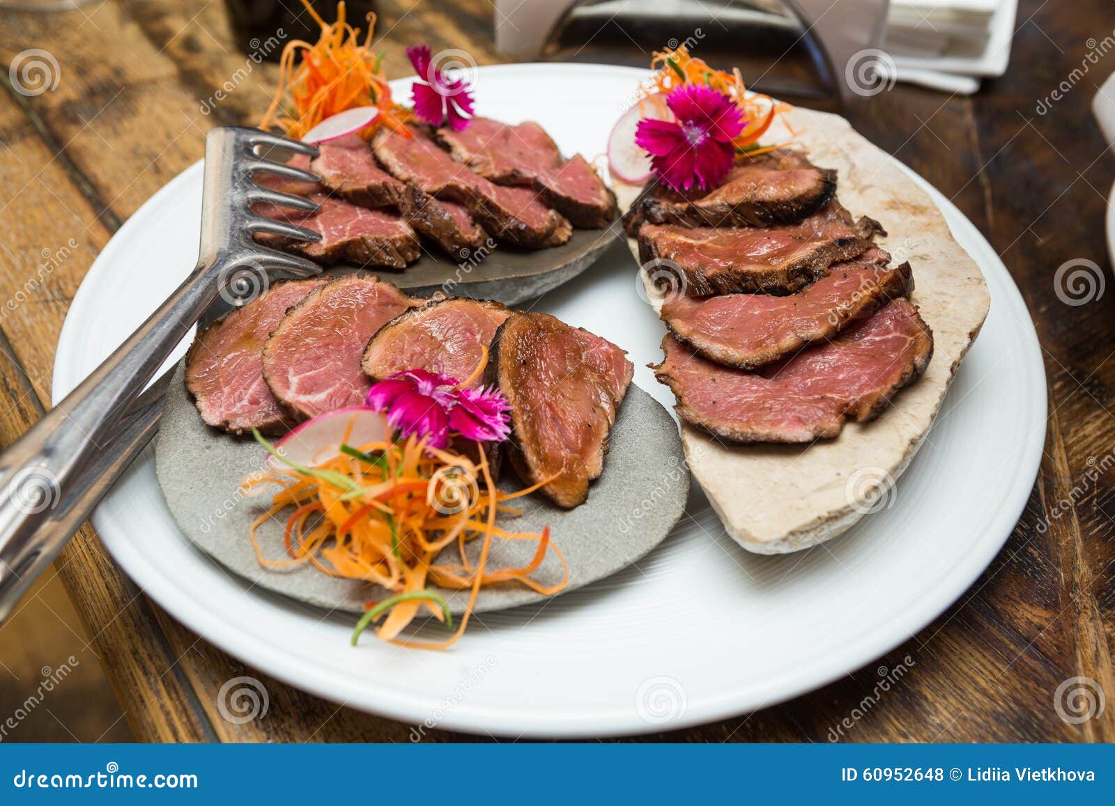 Sliced Sirloin Steak on Stone Slab. Stock Photo - Image of sliced, slab ...