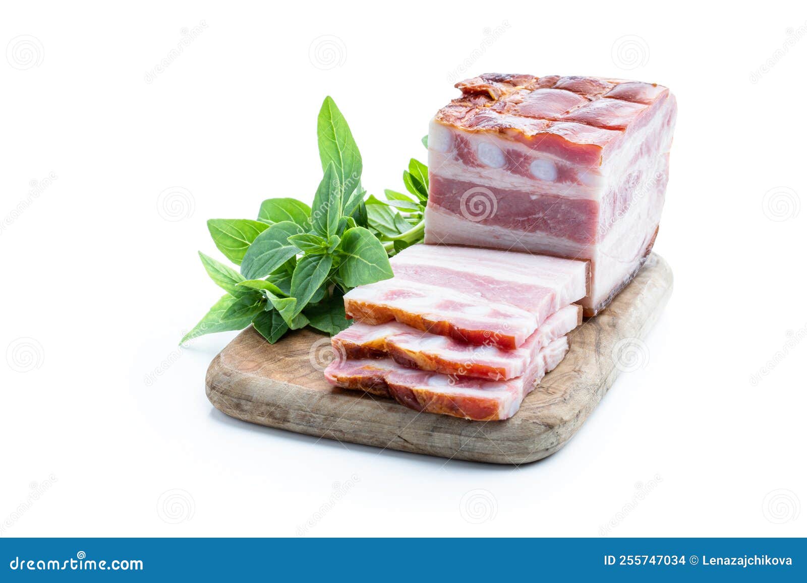 Sliced Smoked and Boiled Bacon Isolated on White Stock Photo - Image of ...