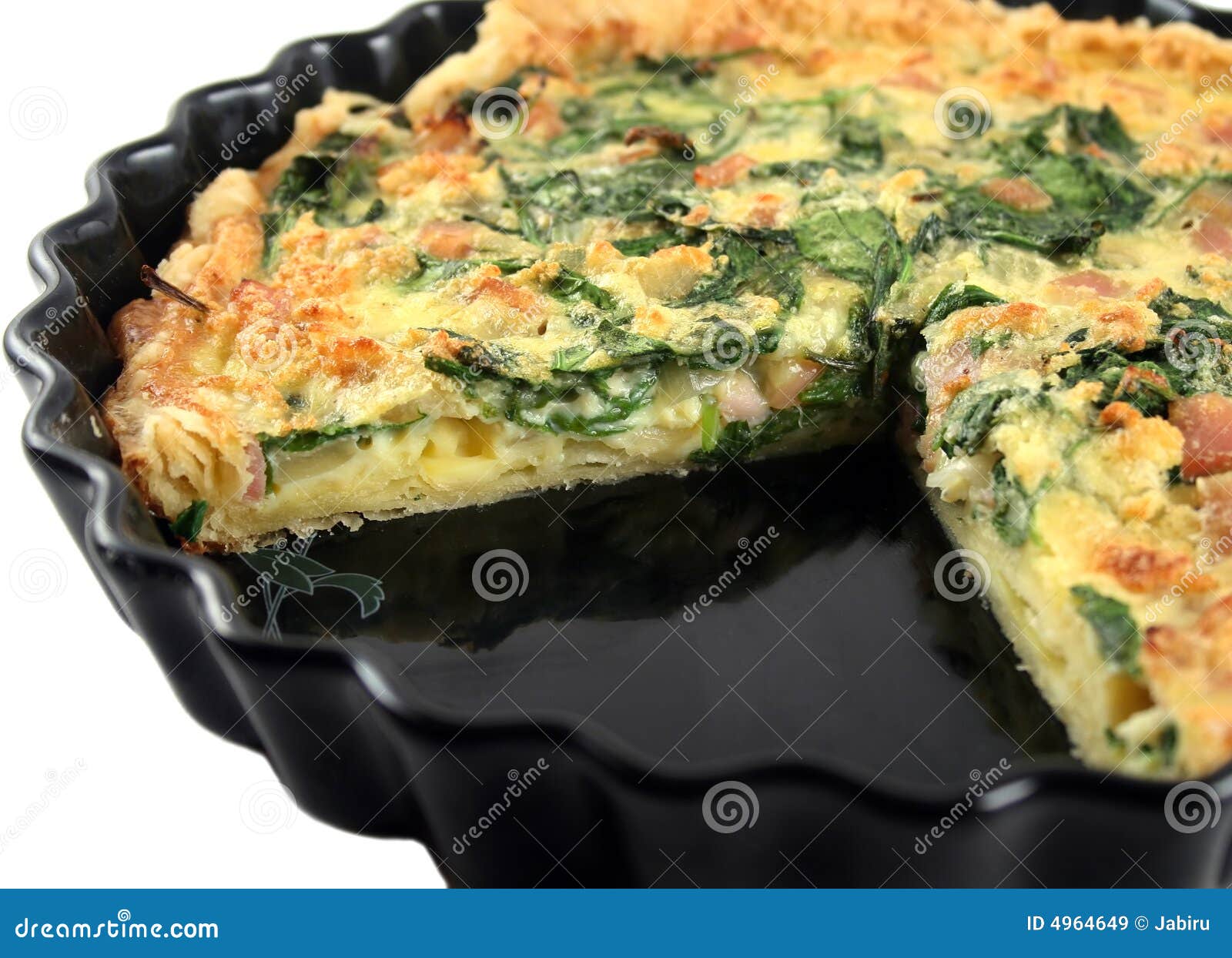 Sliced Spinach and Bacon Quiche Stock Image - Image of ingredients ...