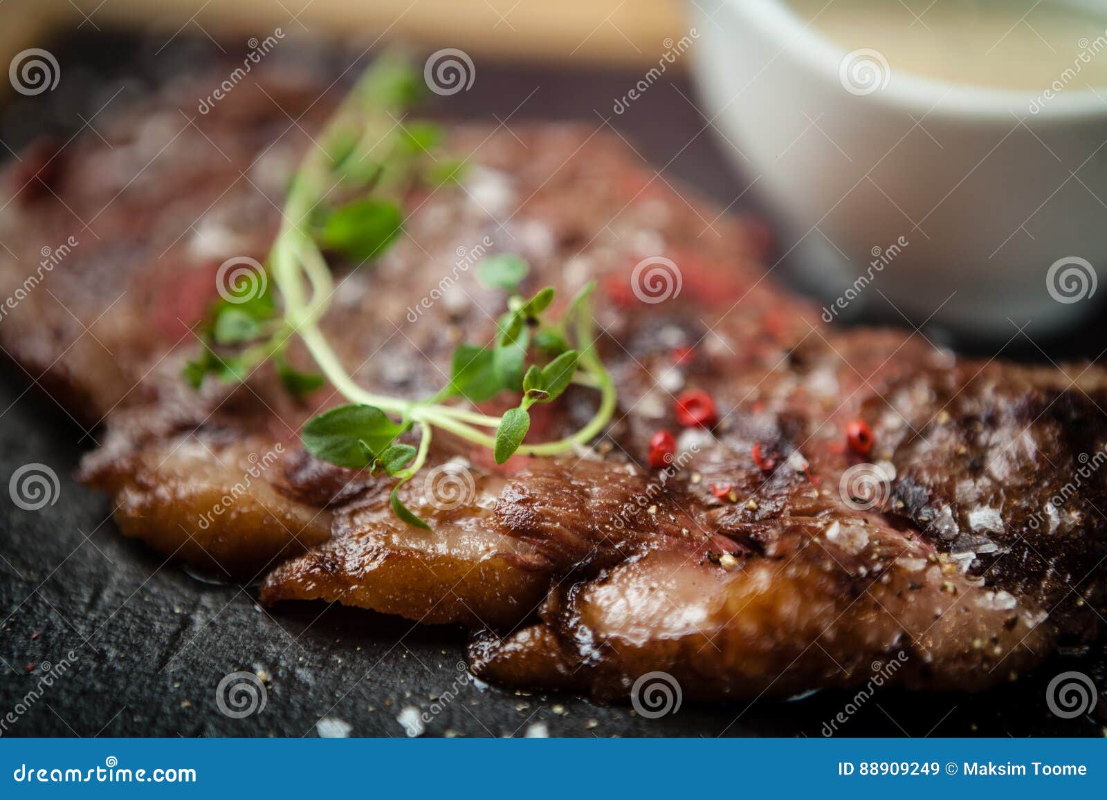 Sliced steak Picanya stock image. Image of board, restaurant - 88909249