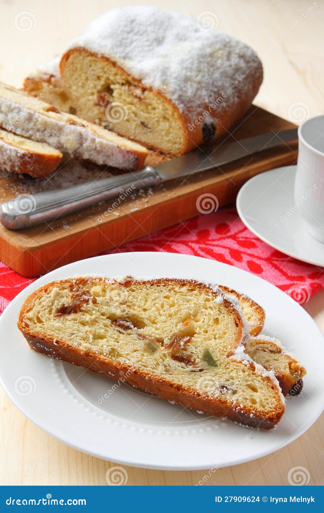 Sliced Stollen, a Traditional German Fruit Cake Stock Photo - Image of ...