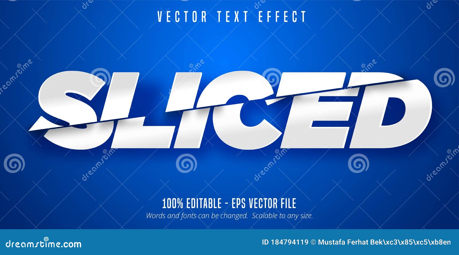 Sliced Text, Cutout Style Editable Text Effect Stock Vector ...