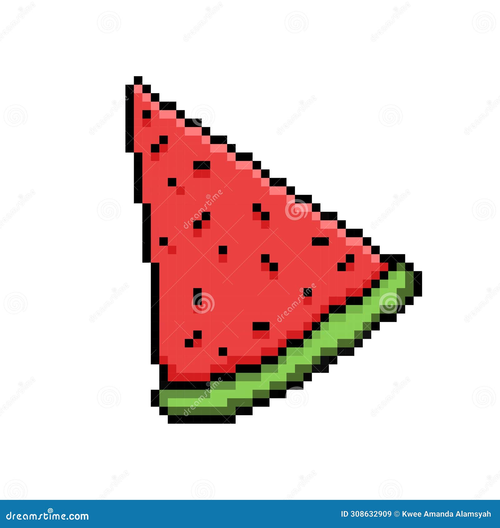 Red Watermelon Slice Fruit Pixel Art Stock Illustration - Illustration ...
