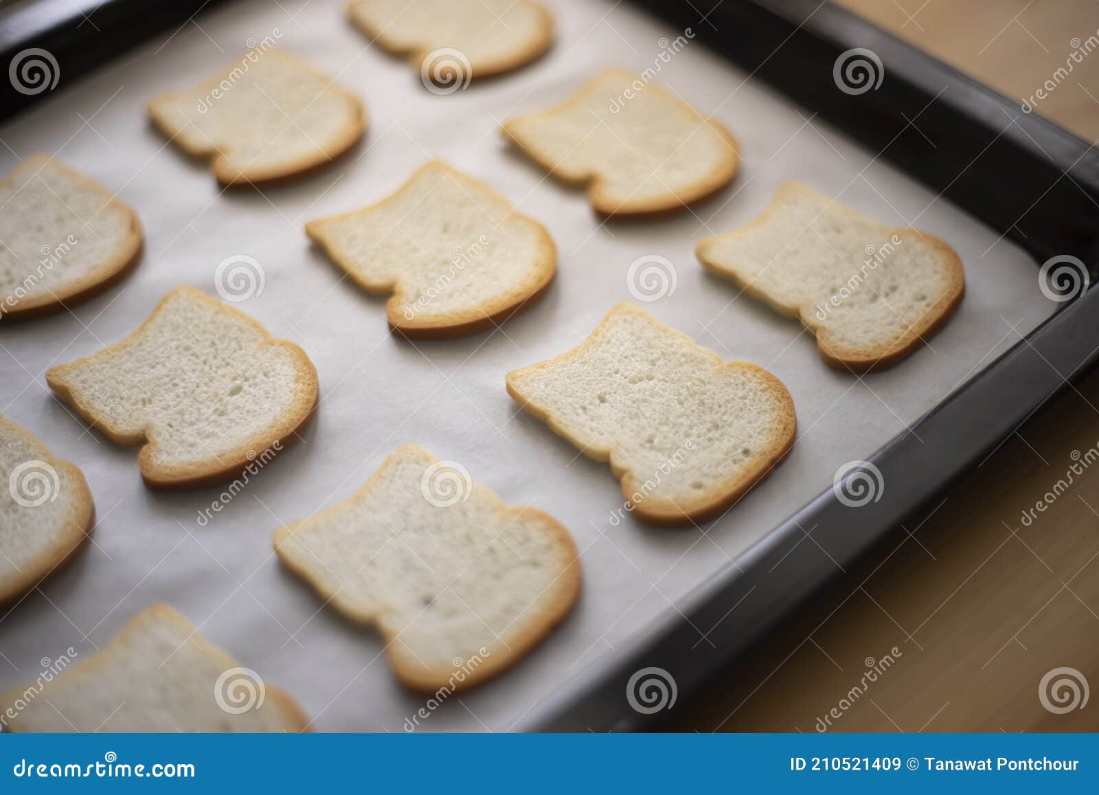 Sliced Toast Bread Preparing on Oven Tray Stock Image - Image of ...