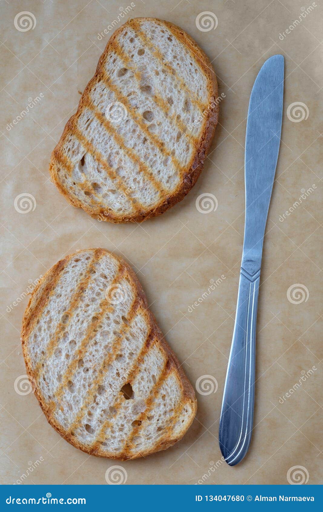 Sliced Toast Bread Isolated, Top View Stock Photo - Image of food ...