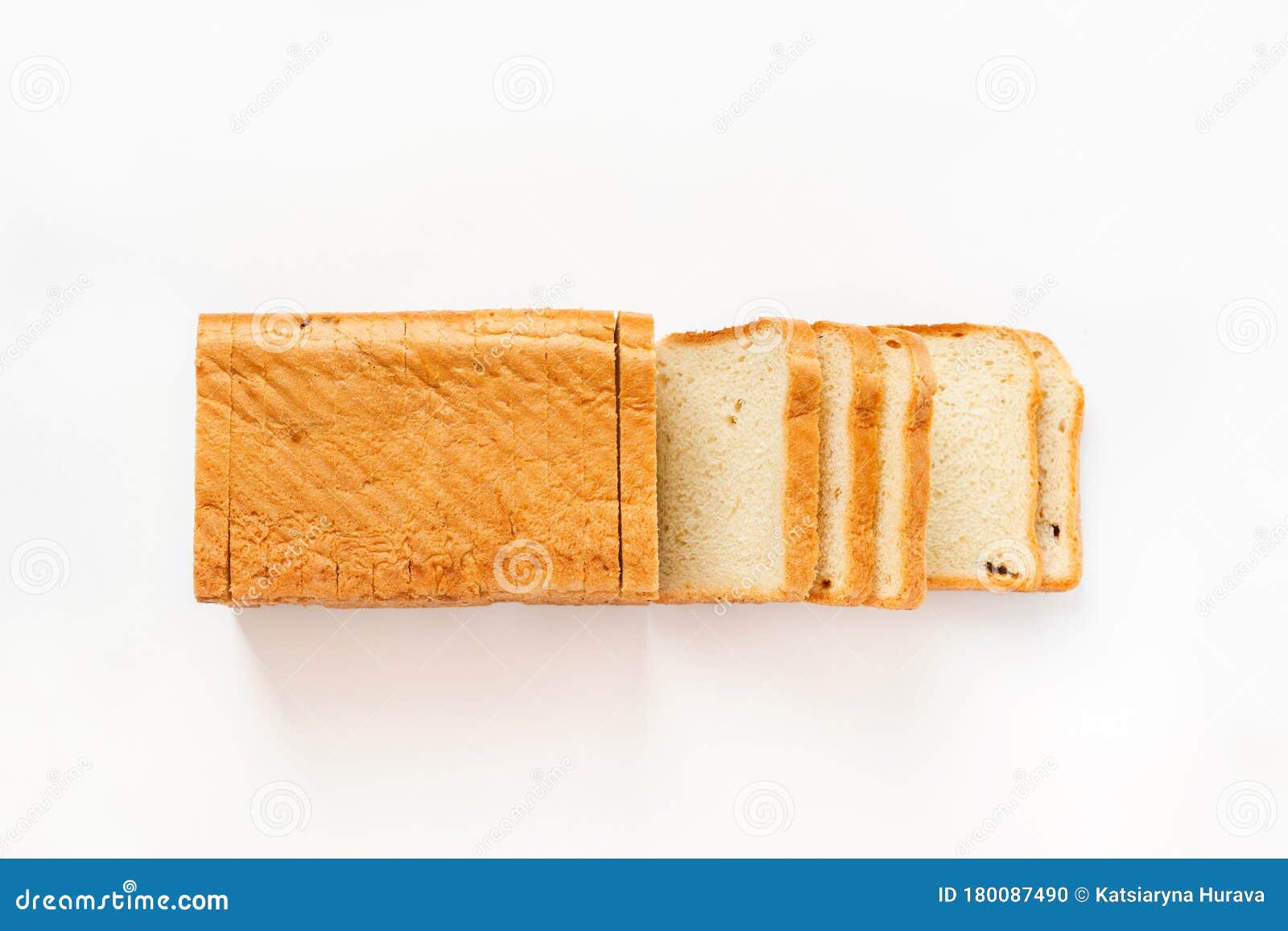 Sliced Toast Bread on a White Background. Top View, Stock Photo - Image ...