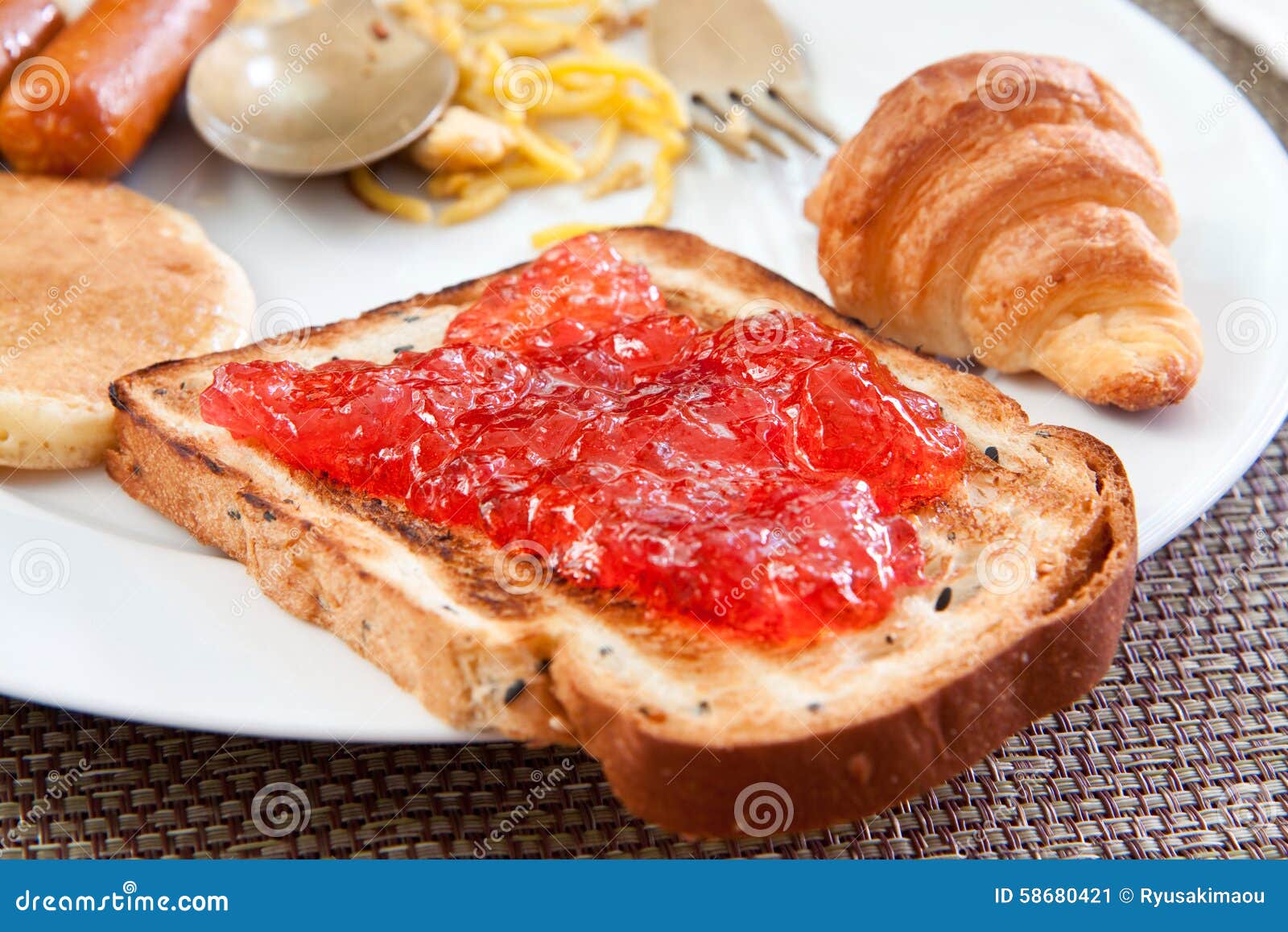 Sliced toast with red jam stock image. Image of closeup - 58680421