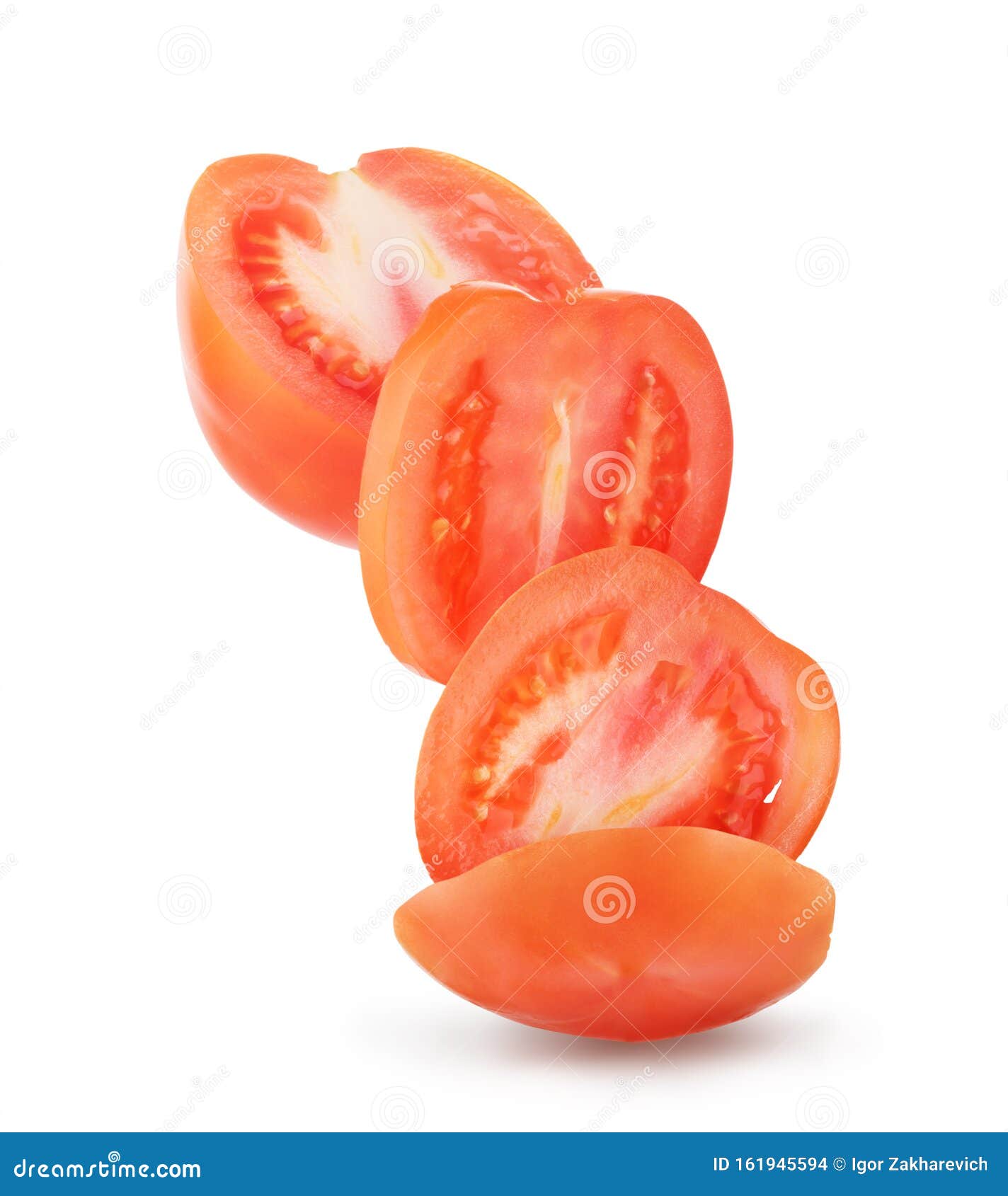 Sliced Tomato Pieces Falling Isolated Stock Photo - Image of closeup ...