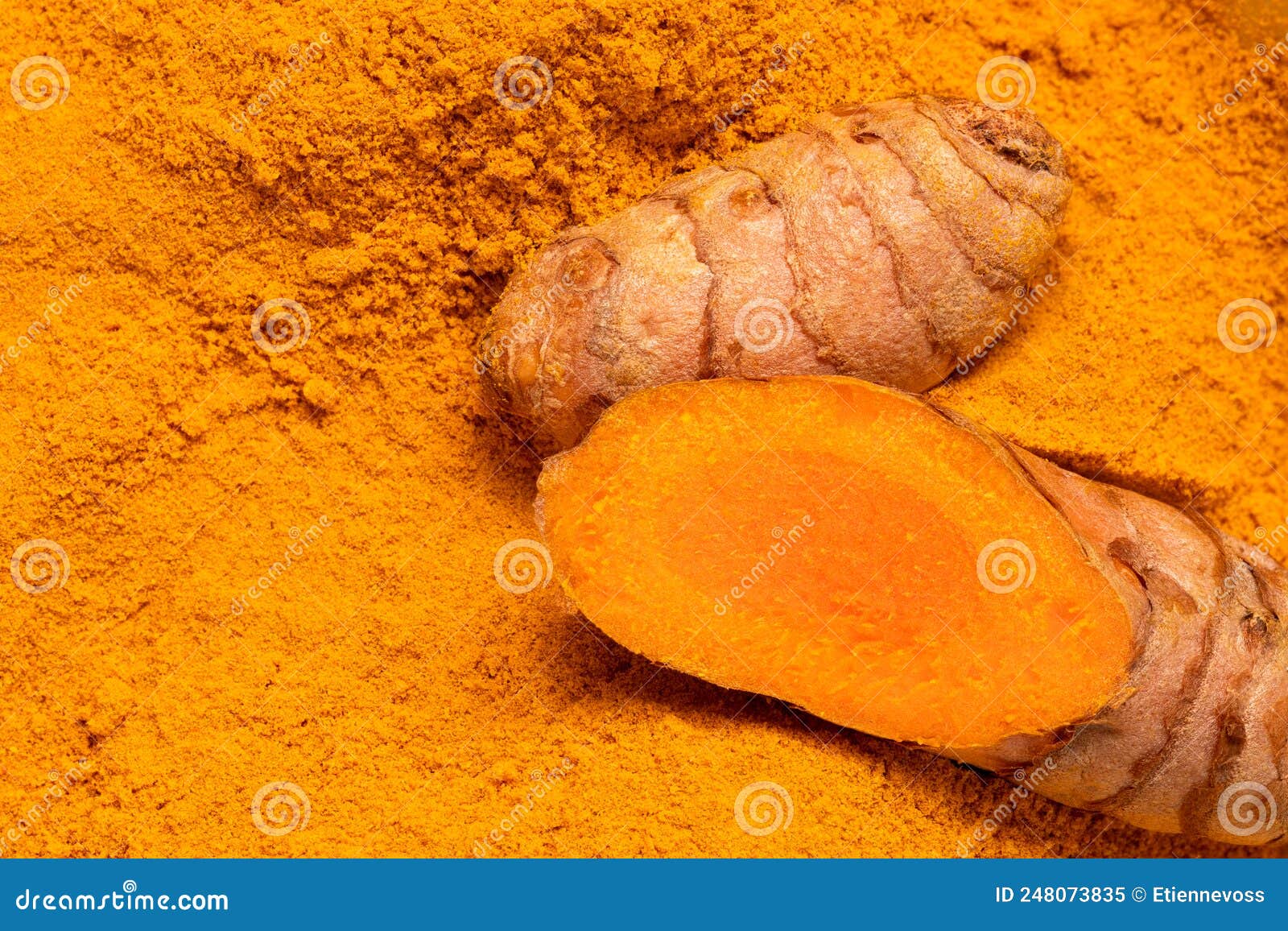 Sliced Turmeric Root on Ground Turmeric from Above Stock Image - Image ...