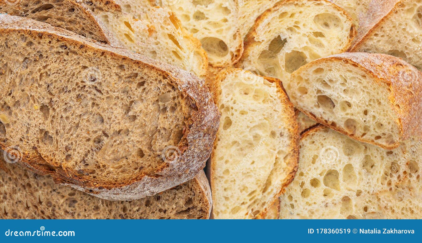 Sliced Various Bread Textured Background. Bakery Food Concept Stock ...