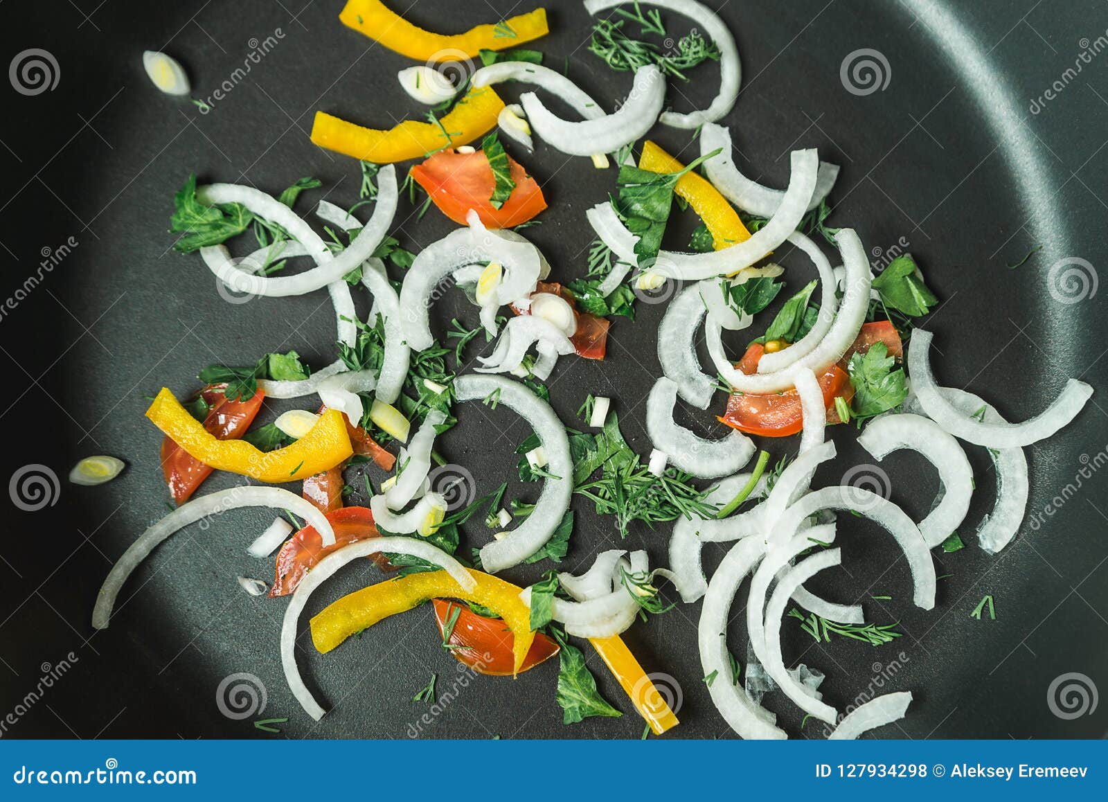 The Sliced Vegetables are Poured Onto the Pan Stock Photo - Image of ...