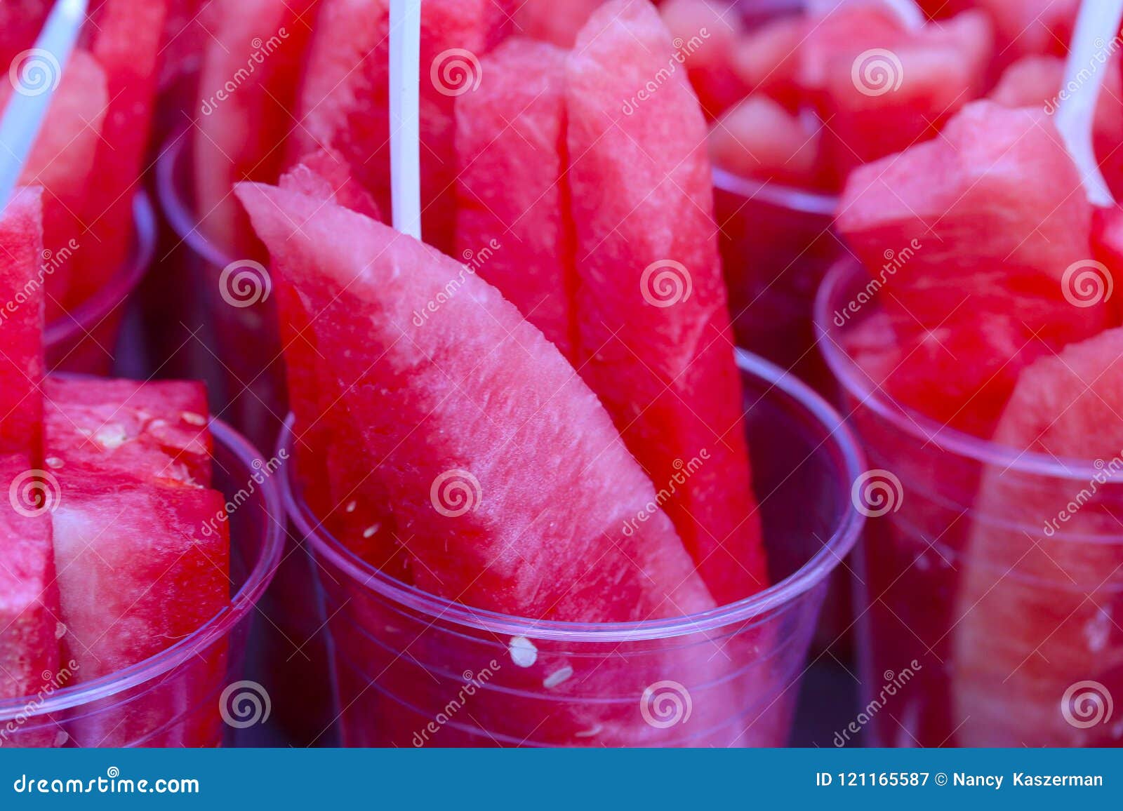 Sliced Watermelon with Plastic Cups Stock Image - Image of organic ...